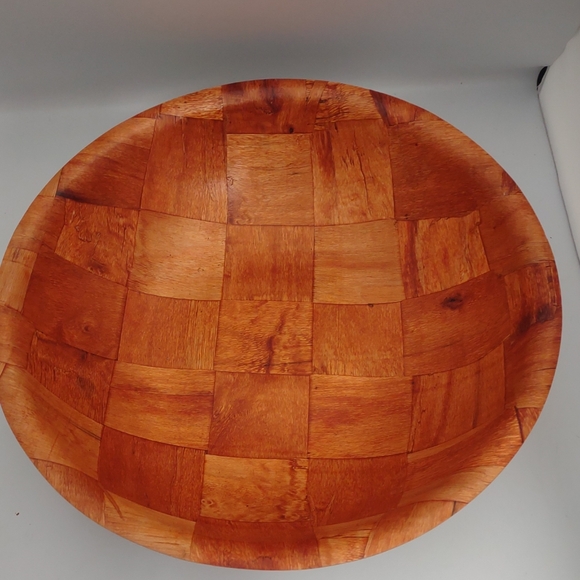 Unknown | Dining | Vintage Woven Wood Serving Bowl 4 Butcher Block ...
